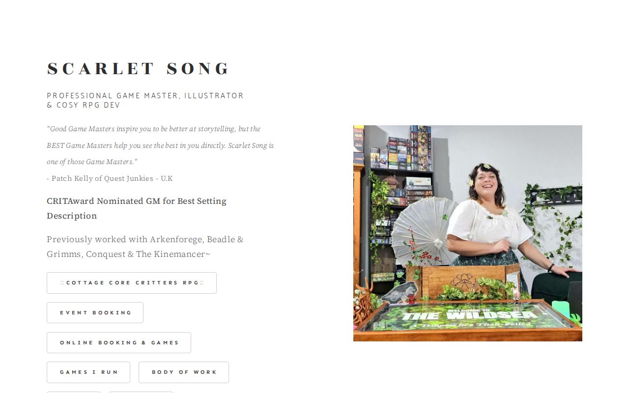 Scarlet Song: Professional Game Mastering Services